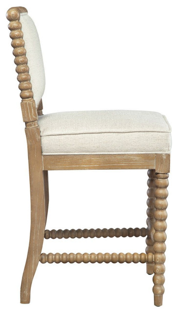 Sara Upholstered Counter Stool, Neutral - French Country - Bar Stools ...