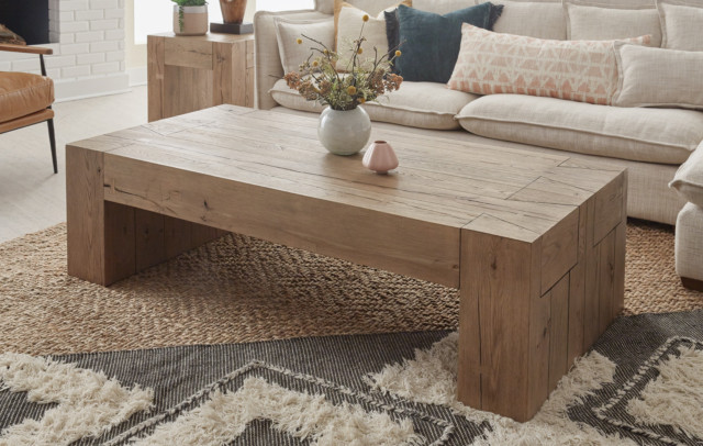 60" Reclaimed Oak Rectangular Coffee Table - Industrial - Coffee Tables ...