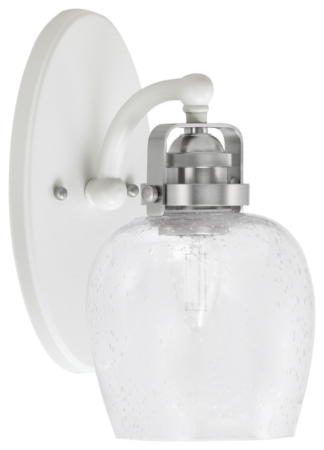 Easton Wall Sconce In White & Brushed Nickel Finish, 6" White Marble ...