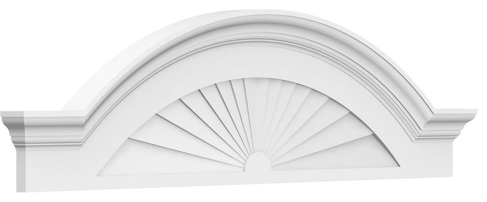 Segment Arch W/ Flankers Sunburst Architectural Grade PVC Pediment, 62 ...