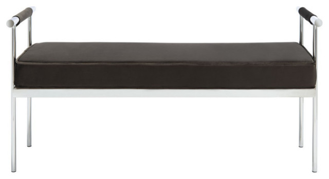 Michelle Long Rectangle Bench With Arms Shale/Chrome - Contemporary ...