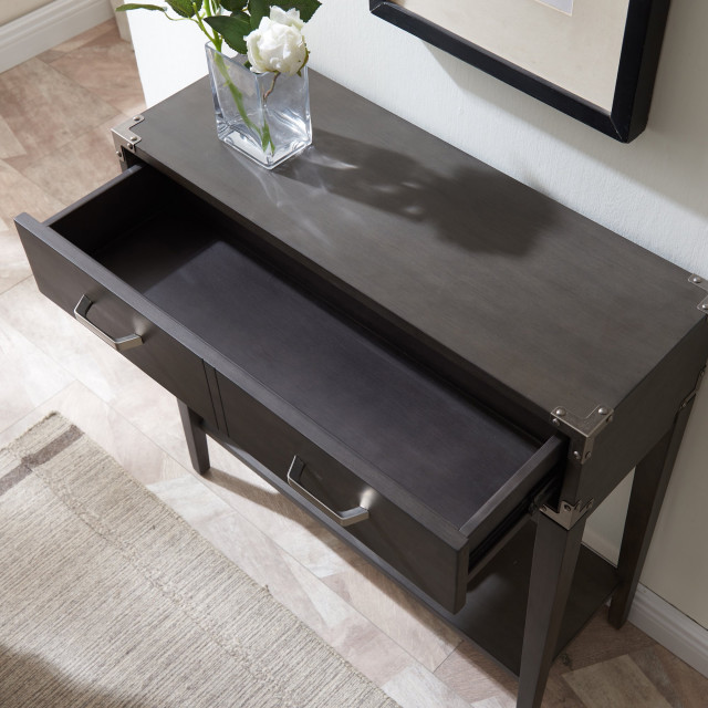 Vintage Console Table, 2 Full Extension Drawers & Lower Open Shelf ...