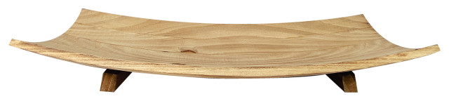 HomeRoots Asain Inspired Natural Wood Curved Tray, 15.25 X 7.00 X 2.00 ...