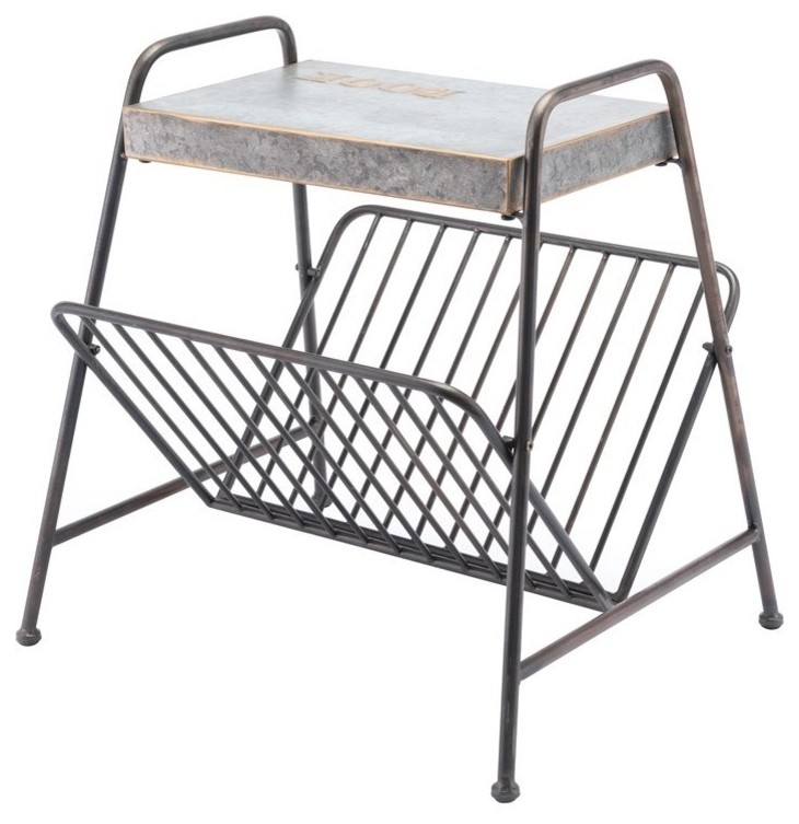 Country Farm Accent Side End Table Magazine Rack, Antique Style, Steel ...