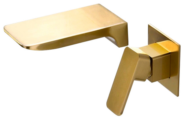 Fontana Napoli Luxury Wall Mount Brushed Gold Waterfall Sink Faucet