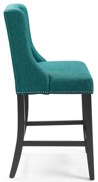 Baron Counter Stool Upholstered Fabric Set of 2 Teal - Contemporary ...