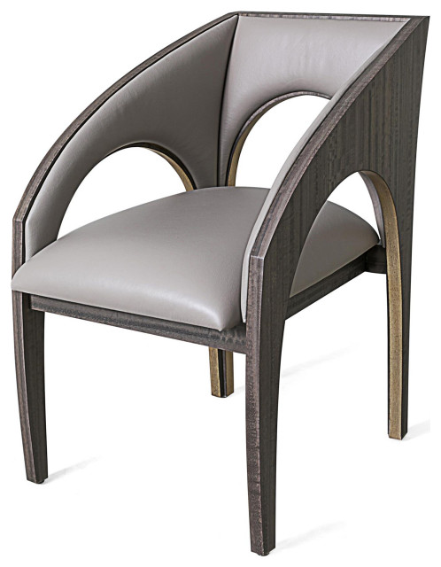 Arches Occasional Chair, Grey Leather - Transitional - Dining Chairs ...