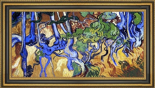 Vincent Van Gogh Roots and Tree Trunks - 14" x 28" Framed Premium ...