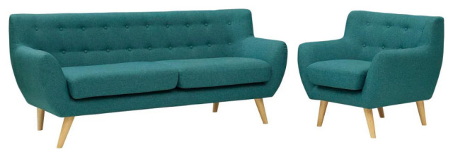 Marcy Teal 2 Piece Living Room Set - Midcentury - Living Room Furniture ...