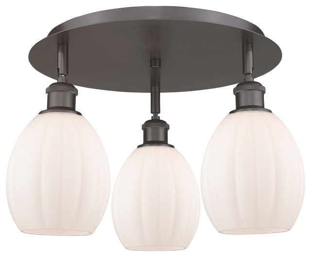 Eaton-3 Light 17" Flush Mount-Oil Rubbed Bronze, Matte White Glass ...