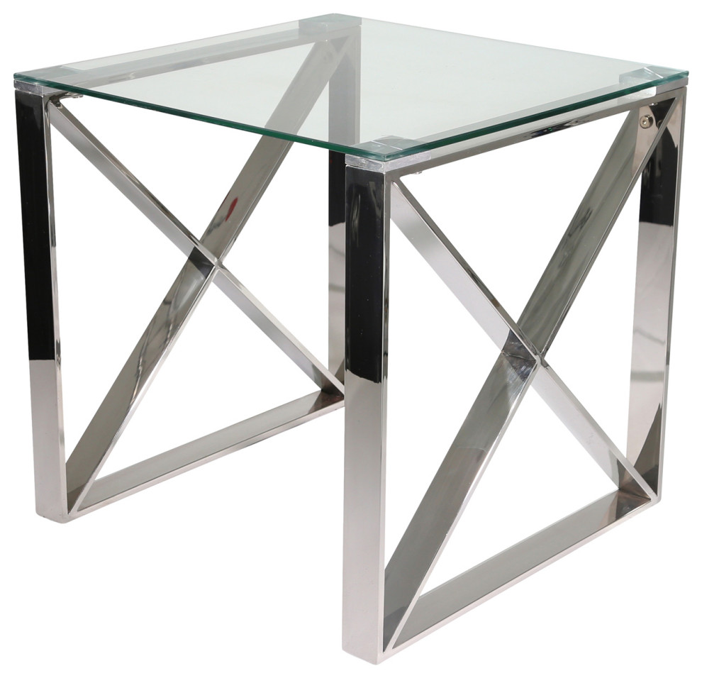 Sagebrook Home Silver Metal/Glass Accent Table - Contemporary - Side ...