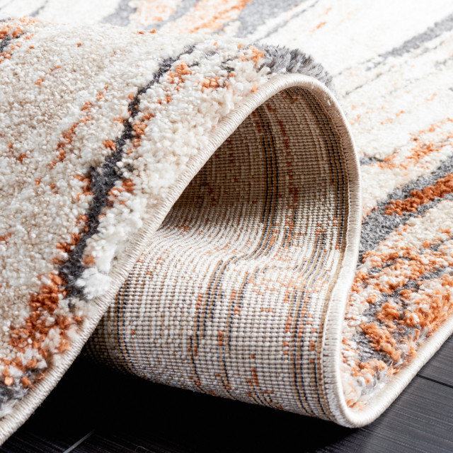 Safavieh Cyrus Shag Cyr136A Organic/Abstract Rug, Beige/Rust, 6'7"x6'7 ...