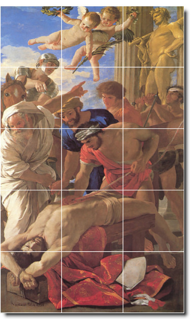 Nicholas Poussin Religious Painting Ceramic Tile Mural #47, 12.75" Wide ...