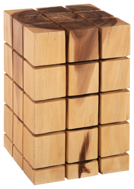Cubed Stool, Natural, 12x12x18"h - Rustic - Accent And Garden Stools ...