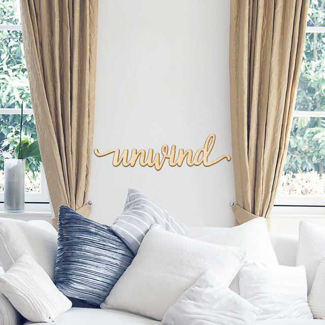 Unwind Script Wood Word Wall Art Sign, 12" wide x 3" tall ...
