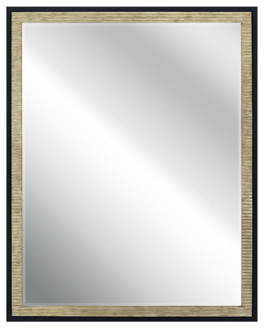 Rustic Rectangular Decorative Wall Mirror Line Pattern Steel Borders 24 ...