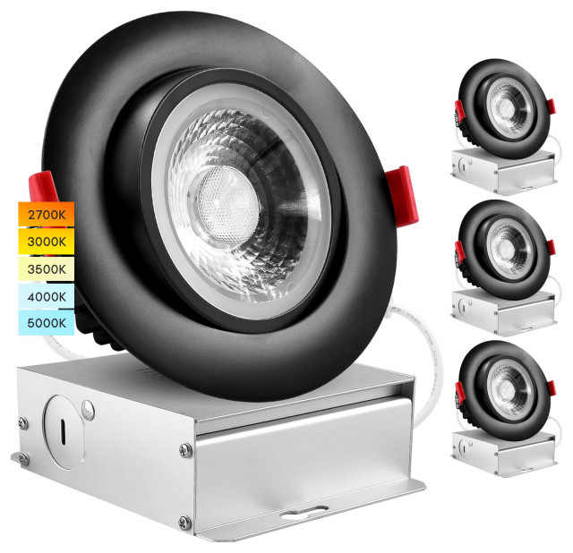 Luxrite 4" LED Recessed Light 11W 5CCT 1000LM Dimmable Damp Rated 4PK ...