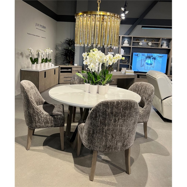 Pemberly Row Modern Dining 54" Round Wood Table in Gray Finish ...