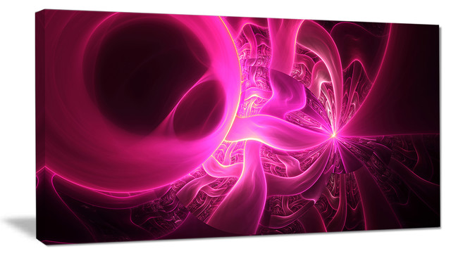 Bright Pink Designs on Black, Abstract Wall Art Canvas, 32"x16"x1 ...