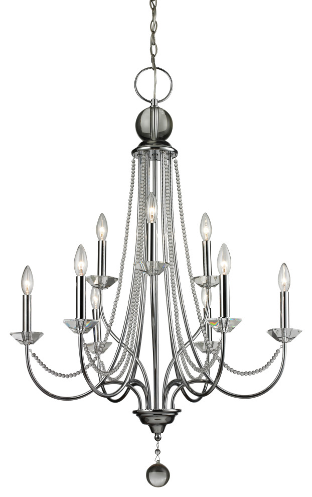 Z-Lite 9 Light Chandelier, Chrome, 429-9-Ch - Transitional ...