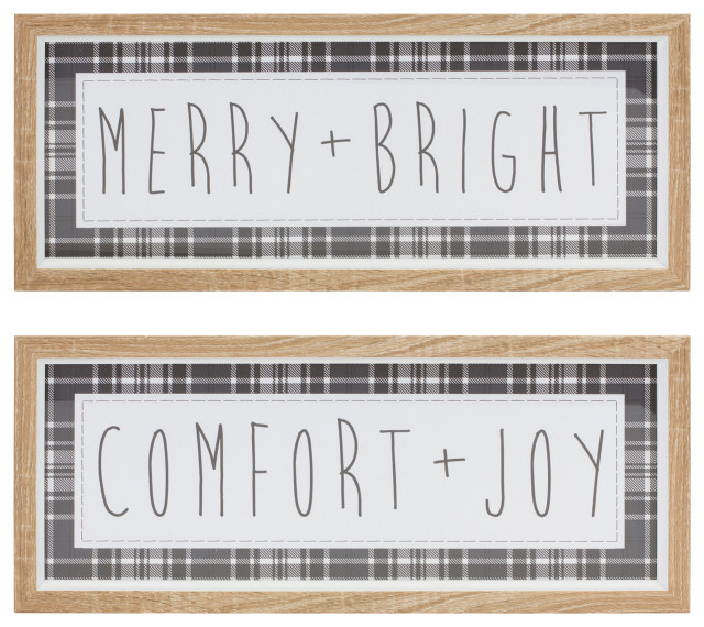 Framed Holiday Sentiment Decor, 2-Piece Set - Farmhouse - Wall Accents ...