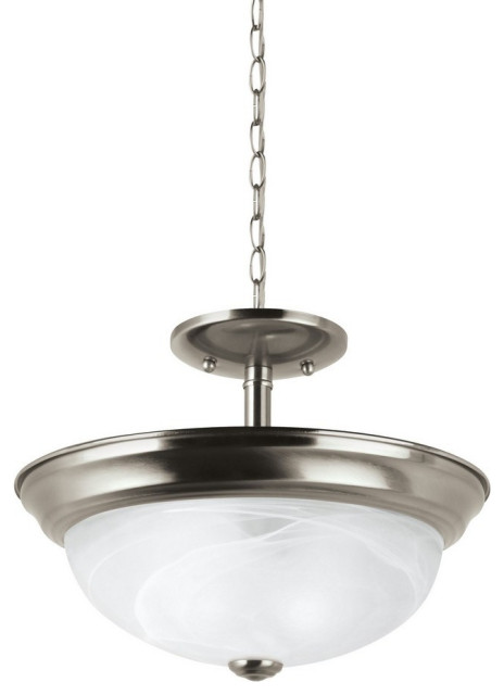 2 Light Convertible Pendant Brushed Nickel Alabaster Glass Ceiling ...