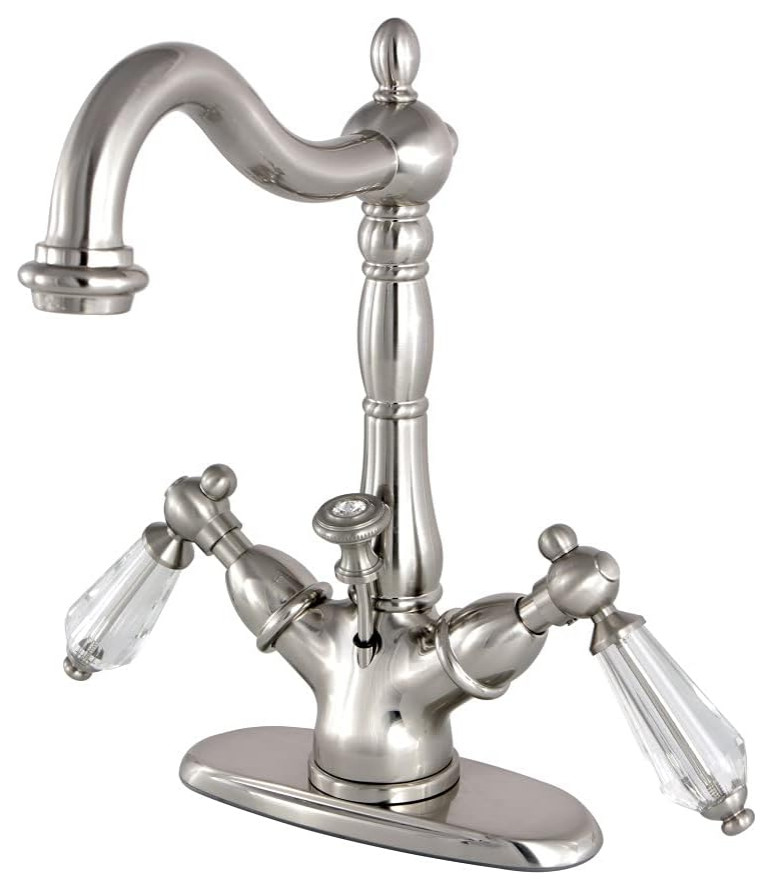 Deck Mount Bathroom Faucet, Unique Design With Crystal Levers, Brushed ...