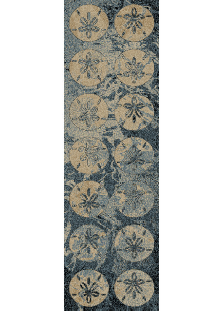 American Destination Sand Harbor Blue Coastal Area Rug, 2'3"x7'7 ...