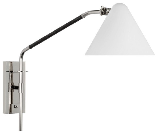 Laken Medium Articulating Wall Light in Polished Nickel and Black ...
