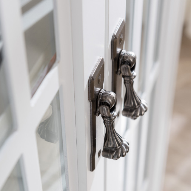 Cresheim Display Cabinet With Windowpane Glass Doors - Transitional ...