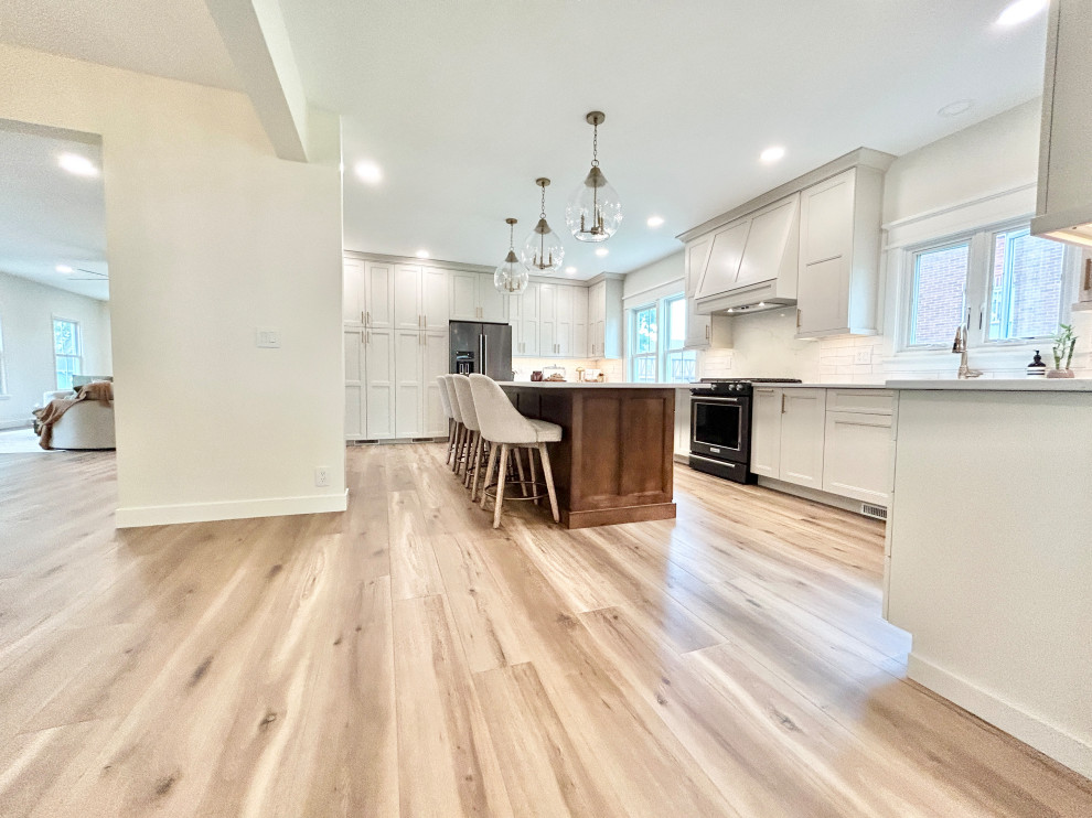 Accessible Beige and Maple Mocha Kitchen Design - Transitional ...