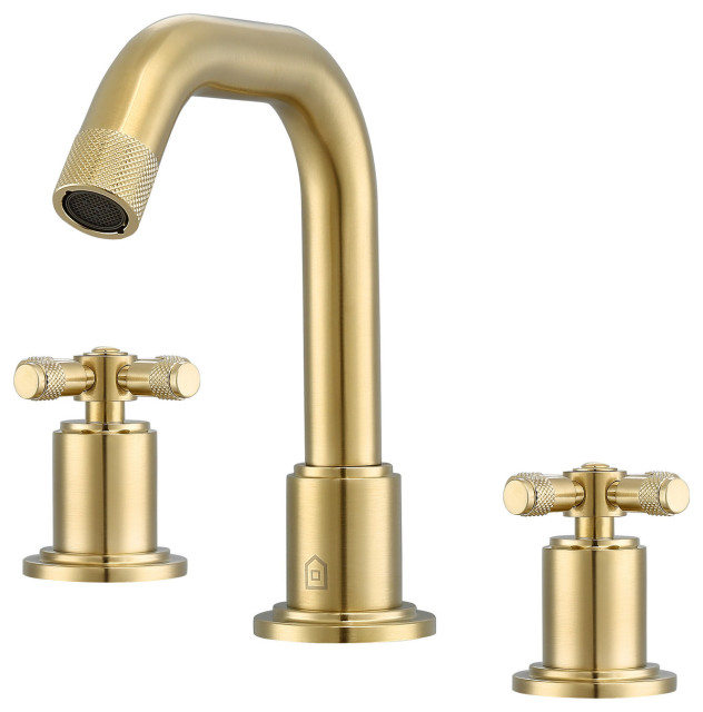 Uomo Widespread Cross Handle 3-Hole Bathroom Faucet in Brushed ...