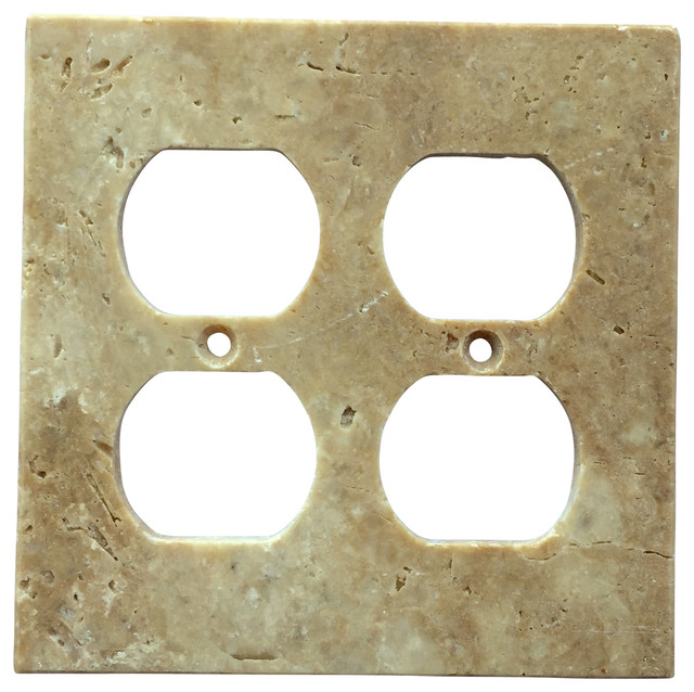 Light Walnut Travertine Switch Plate Cover Double Duplex, 4.5"x5.5 ...