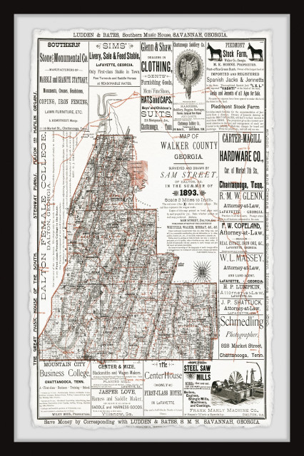 "Map of Walker County, Georgia II" Framed Painting Print, 24x36 ...
