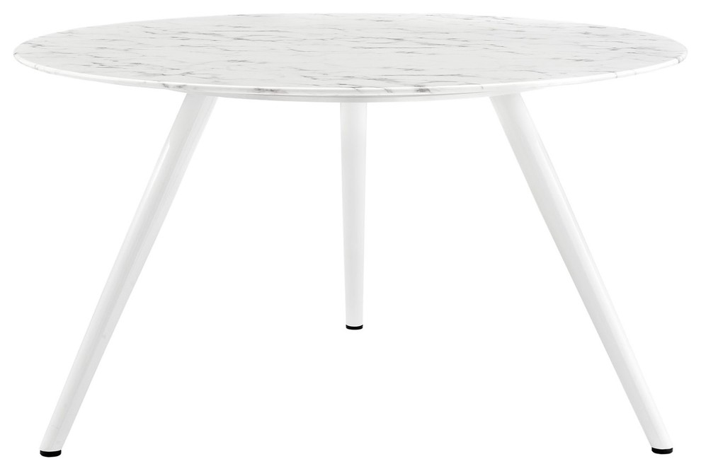 Modern Contemporary Urban Mid Century Kitchen Round Dining Table, White ...