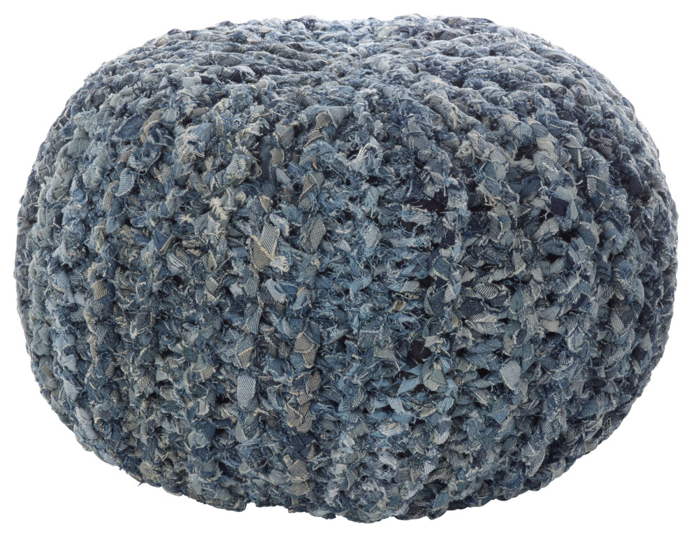 Denim Twisted Rope Pouf Ottoman - Contemporary - Floor Pillows And ...