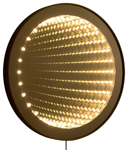 Carnival 36" Round LED Infinity Wall Mirror - Brushed Brass, Touch Dimmer - Contemporary - Wall ...
