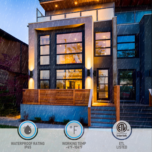 8 Pack 14" 5CCT LED Up Down Wall Lamp, Modern Dimmable Cylinder Porch ...