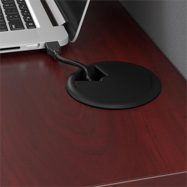 Pemberly Row Cubicle Desk with Storage in Hansen Cherry - Engineered ...