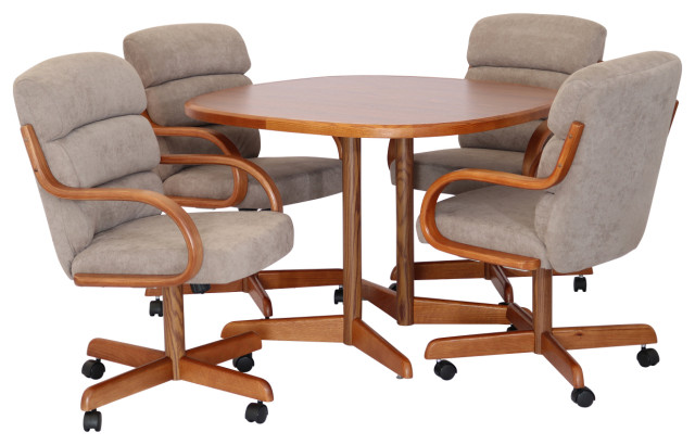 5-Piece 42x42 Caster Dining Set Laminate Table Top & Stone Caster ...