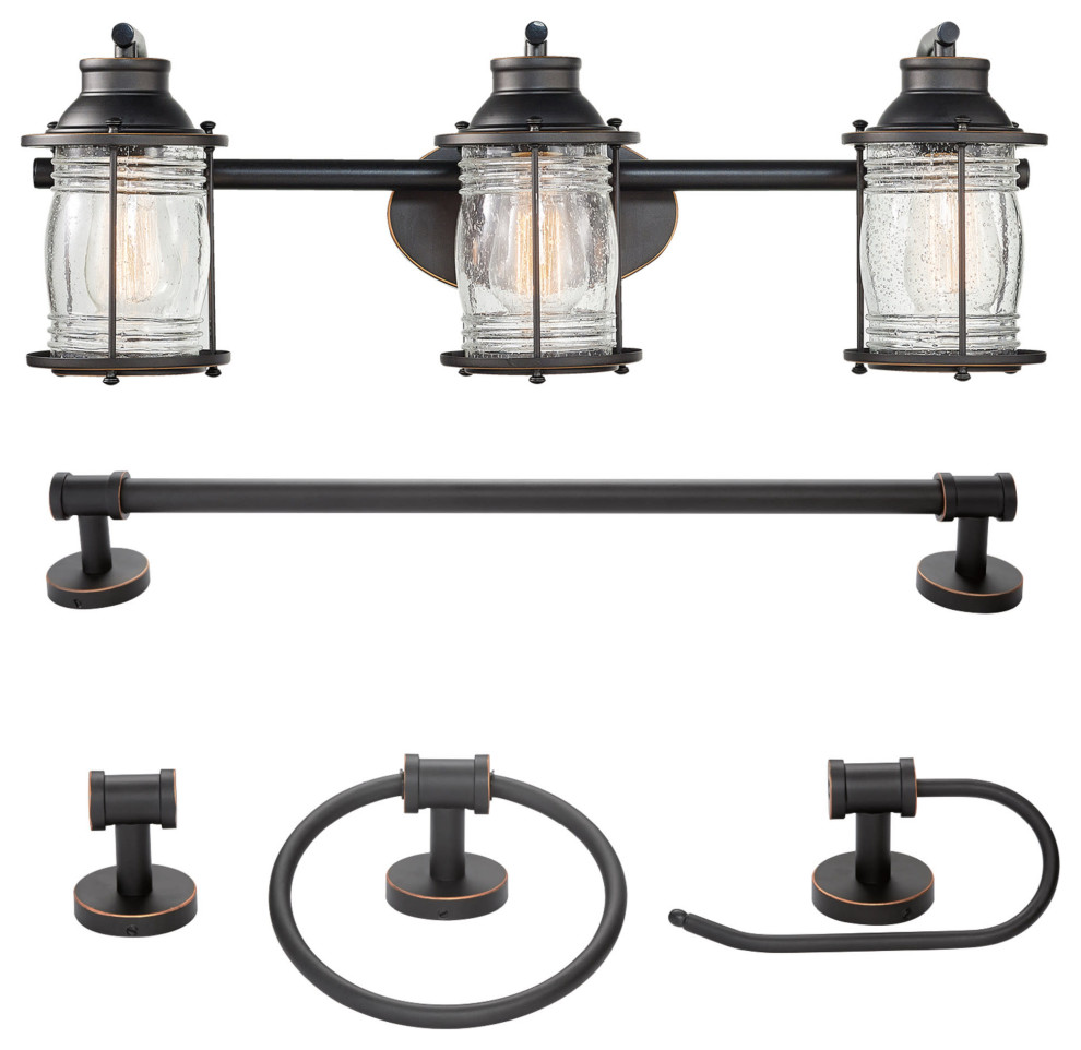 Globe Electric 51549 Bayfield 3 Light 24"W LED Vanity Light - Beach Style - Bathroom Vanity ...