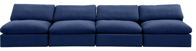 Comfy Upholstered Modular Sofa, 4-Piece: 4 Armless Chair - Contemporary ...
