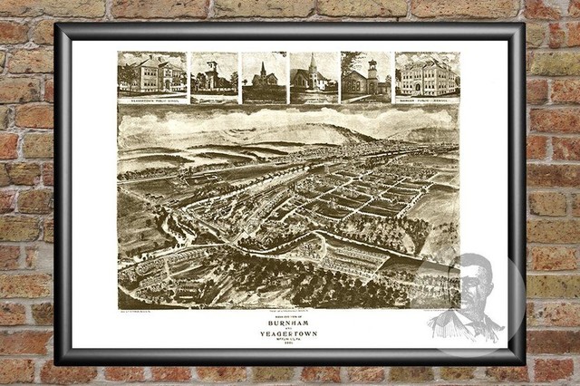 Old Map of Burnham Pennsylvania 1906, Vintage Map Art Print, 18"x24 ...