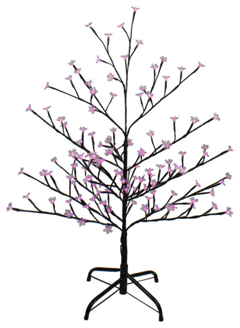 4' LED Lighted Sakura Cherry Blossom Flower Artificial Tree Pink Lights ...