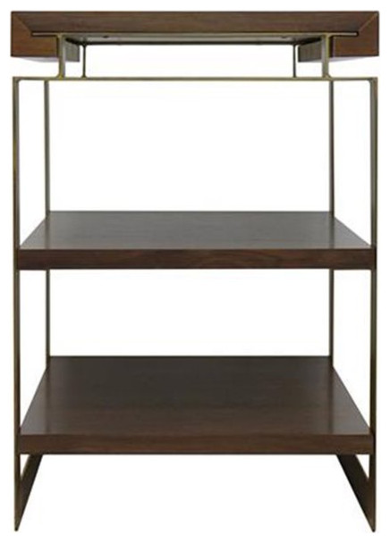 Contemporary End Table, Elegant Design With Golden Frame & Dark ...