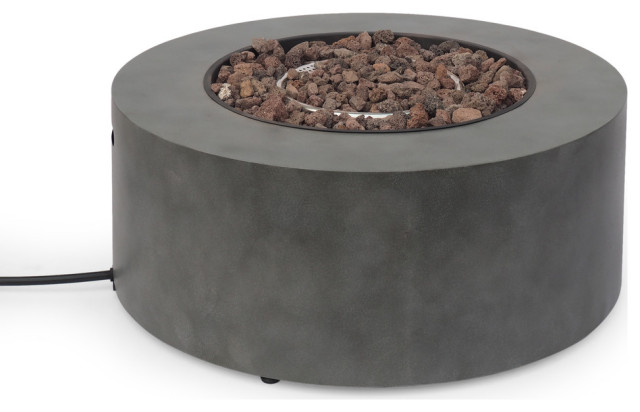 Hemmingway Outdoor Round Fire Pit With Tank Holder - Industrial - Fire ...