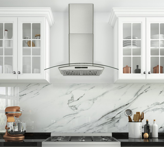 36" Convertible Wall Mount Glass Canopy Range Hood - Contemporary ...