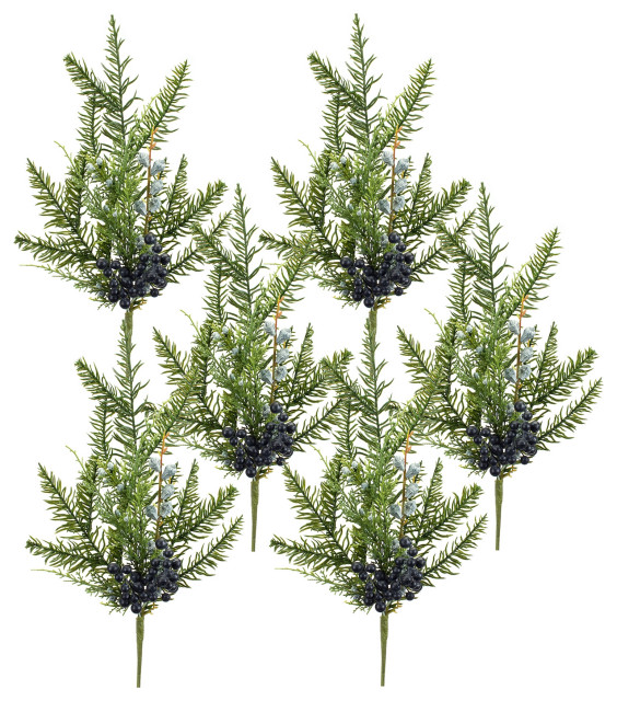 Pine and Juniper Berry Spray, 6-Piece Set, 19.75"H Pvc/Plastic ...