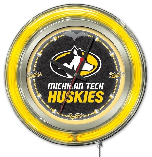 Michigan Tech Neon Clock - Contemporary - Wall Clocks - by Holland Bar ...