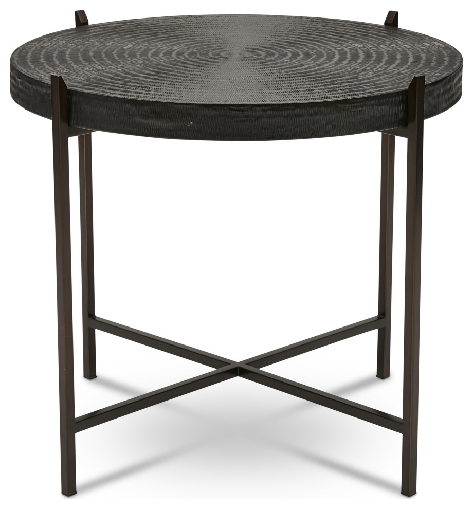IE Series Sanskrit End Table, Antique Copper, Bronze Frame - Industrial ...